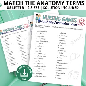 Anatomy Matching Game, Nursing Trivia, Medical Games, Nursing Games ...