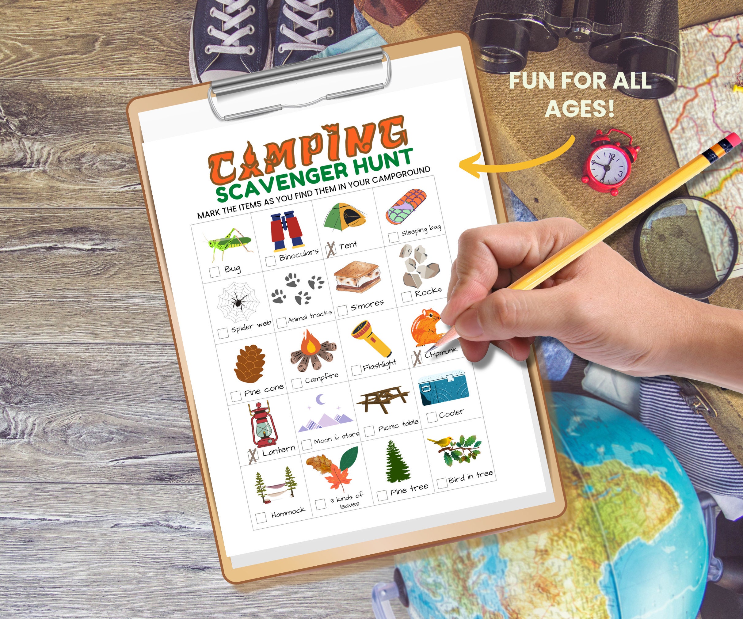 Camping Themed Kids Scavenger Hunt, Printable Games for Kids, Travel ...