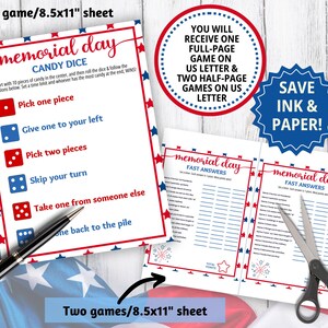 Memorial Day Games, 12 Game Bundle, Trivia Games, Patriotic Games ...