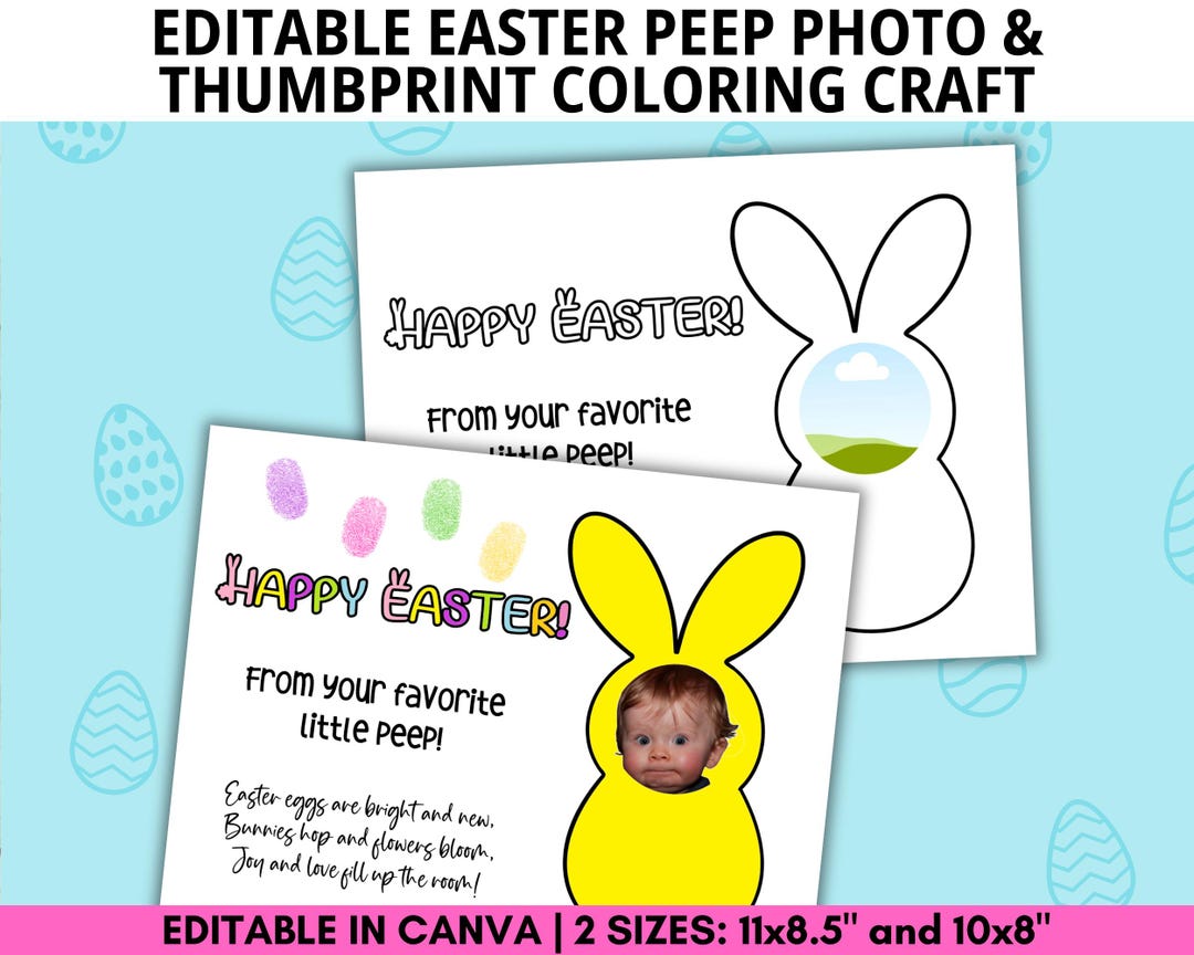 Editable Easter Peep &thumbprint Craft, Easter Handprint Art, Handprint ...