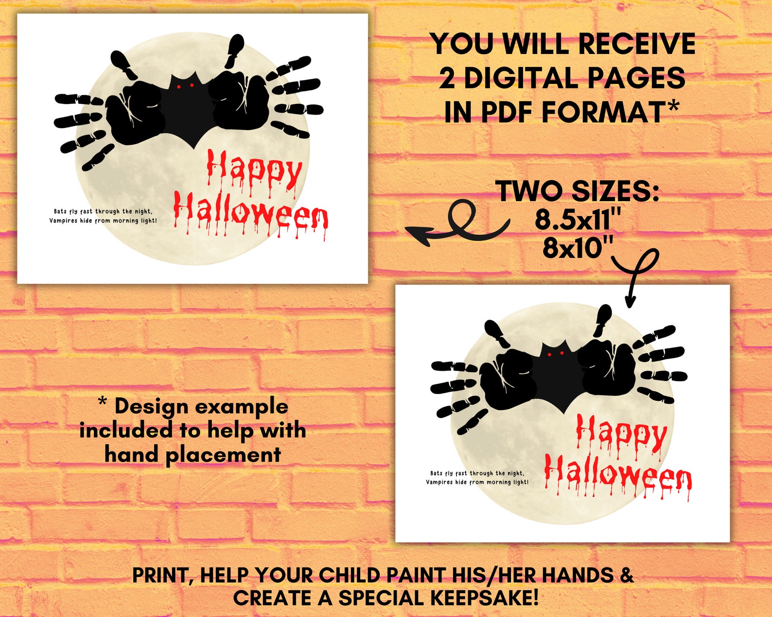 Halloween Handprint Craft, Bat Handprint, Fall Handprint Craft, Fall ...