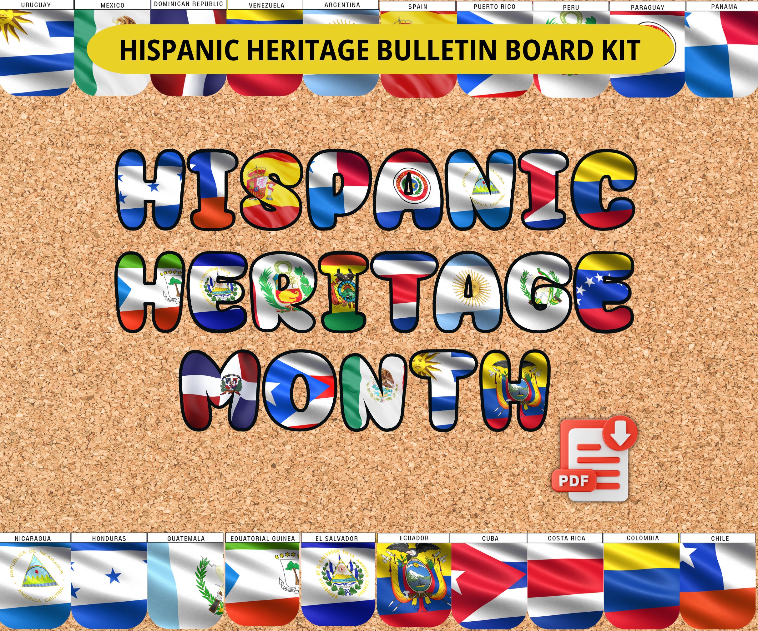 Hispanic Heritage Month, Bulletin Board Kit, Hispanic Heritage Month ...