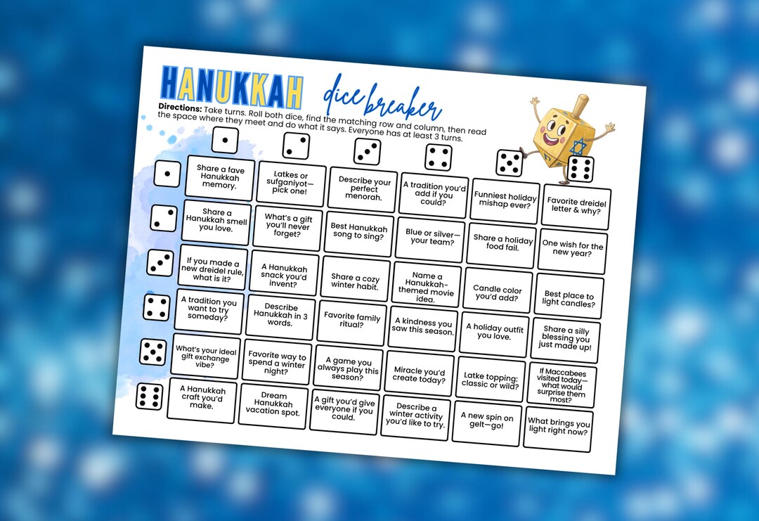 Dice Breaker, Hanukkah Dice Game, Hanukkah Games, Hanukkah Printable ...
