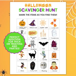 Kids Halloween Scavenger Hunt, Printable Games for Kids, Holiday Games ...