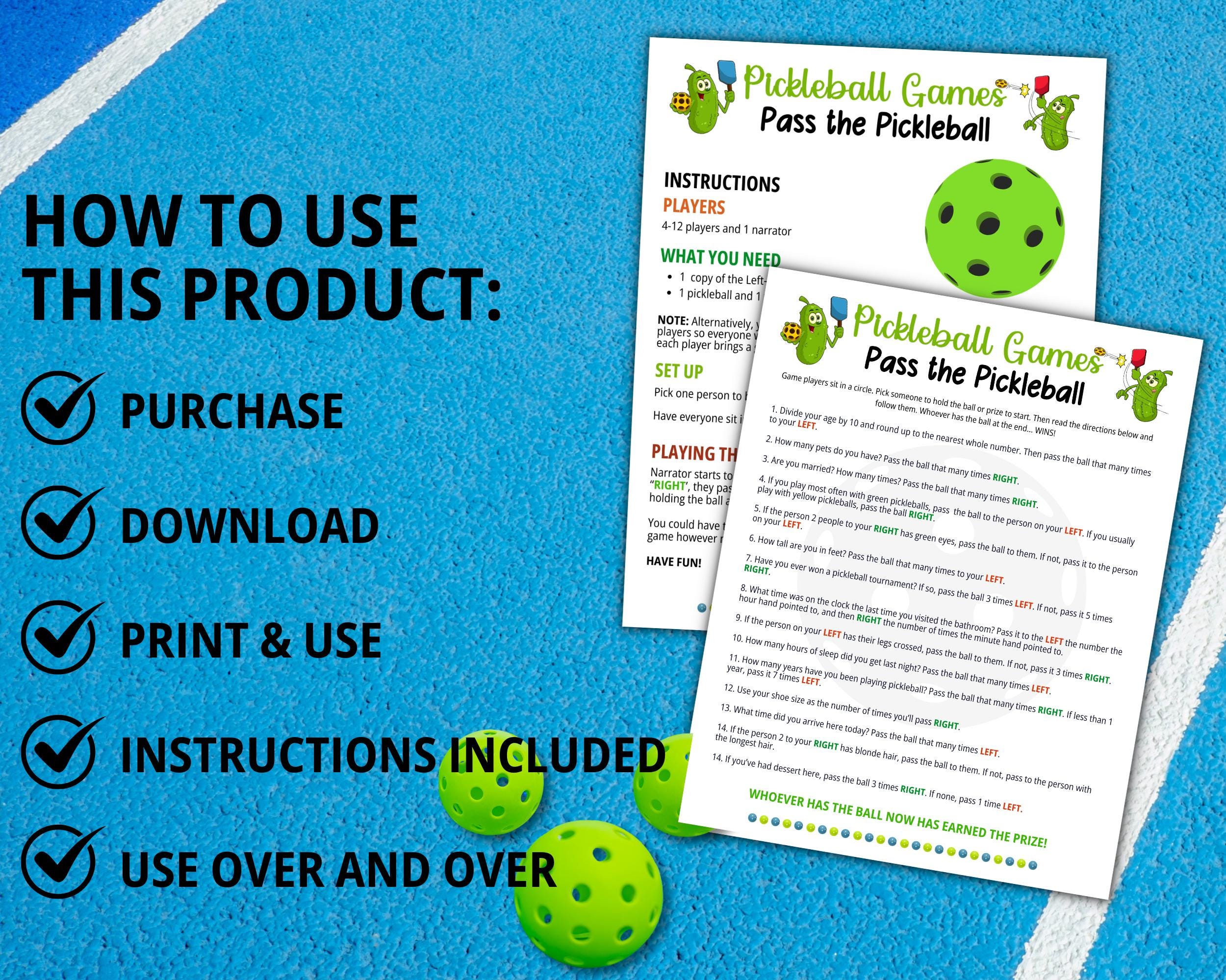 Pass the Pickleball, Pickleball Games, Pickleball Party, Pass the Prize ...