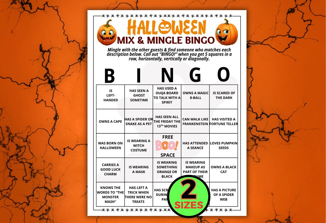 Mix and Mingle, Halloween Bingo, Kids Halloween Bingo, Halloween Party ...
