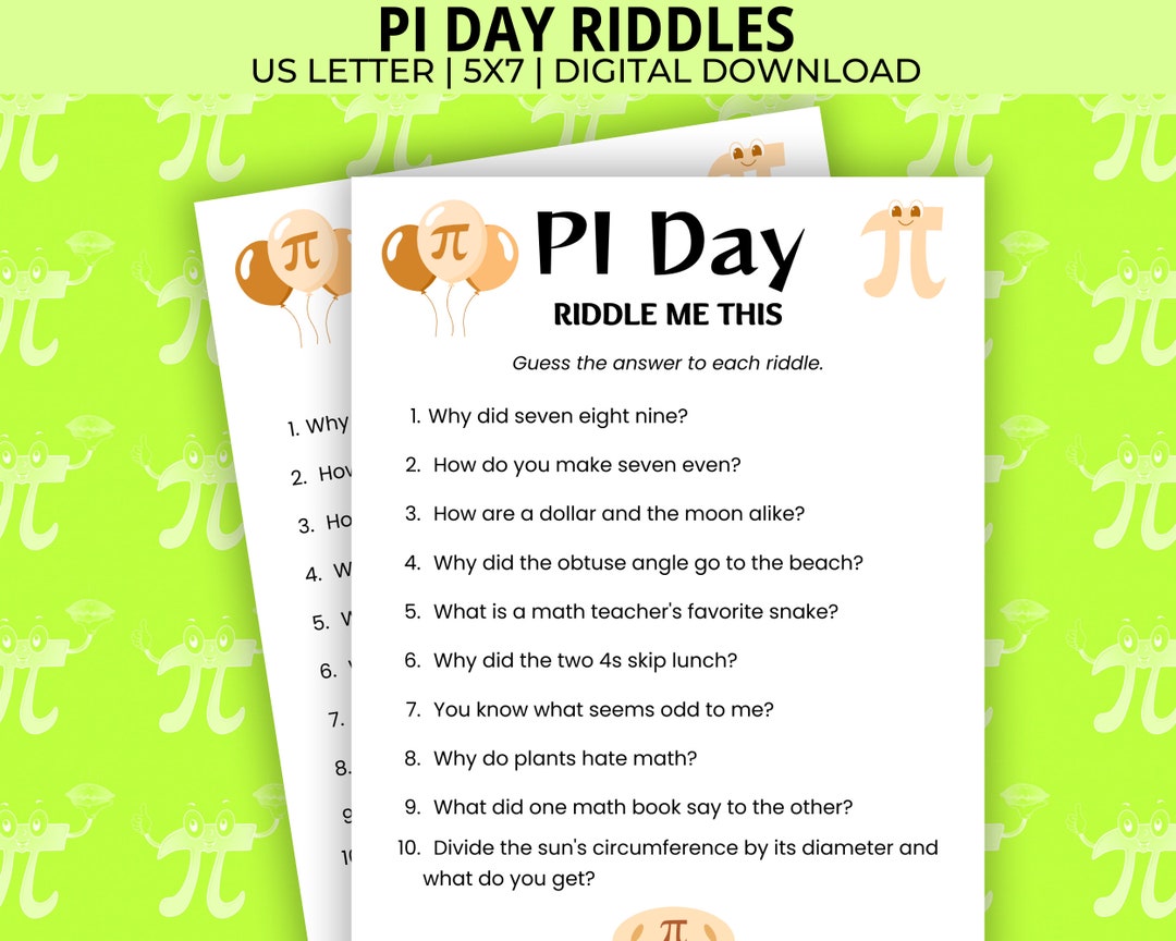 Pi Day Riddles, Riddle Me This, Pi Day Download, Math Pi Day, Math ...