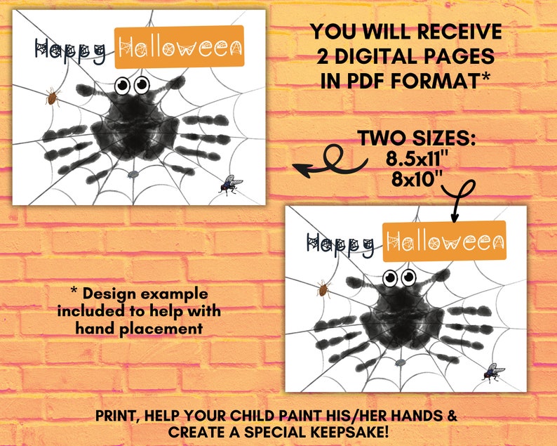 Halloween Handprint Craft, Spider Handprint, Fall Handprint Craft, Fall ...