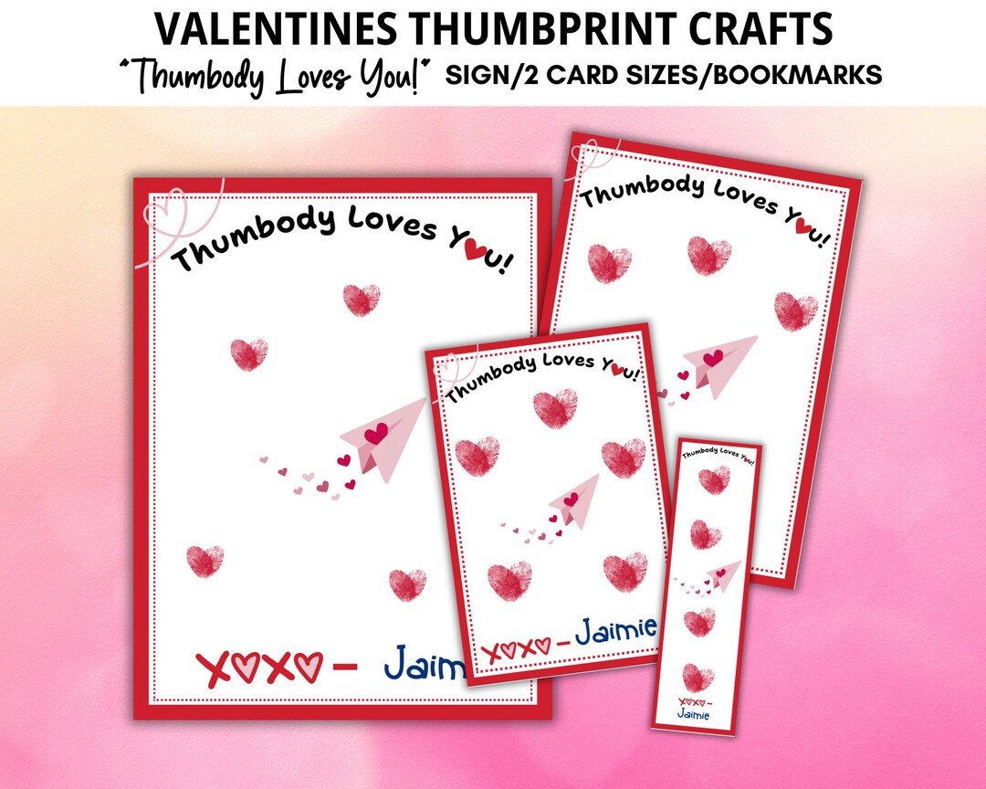 Valentines Thumbprint Craft, Valentines Handprint Art, Thumbprint Craft ...