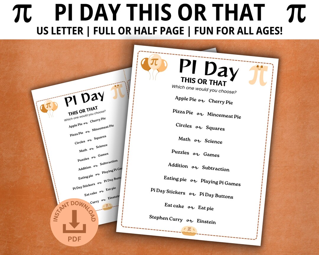 Pi Day This or That Game, Math Pi Day, Math Questions, Pi Day Game ...
