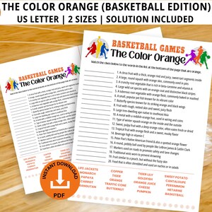 The Color Orange Matching Game, Basketball Trivia, Basketball Games ...