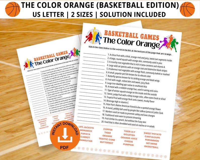 The Color Orange Matching Game, Basketball Trivia, Basketball Games ...