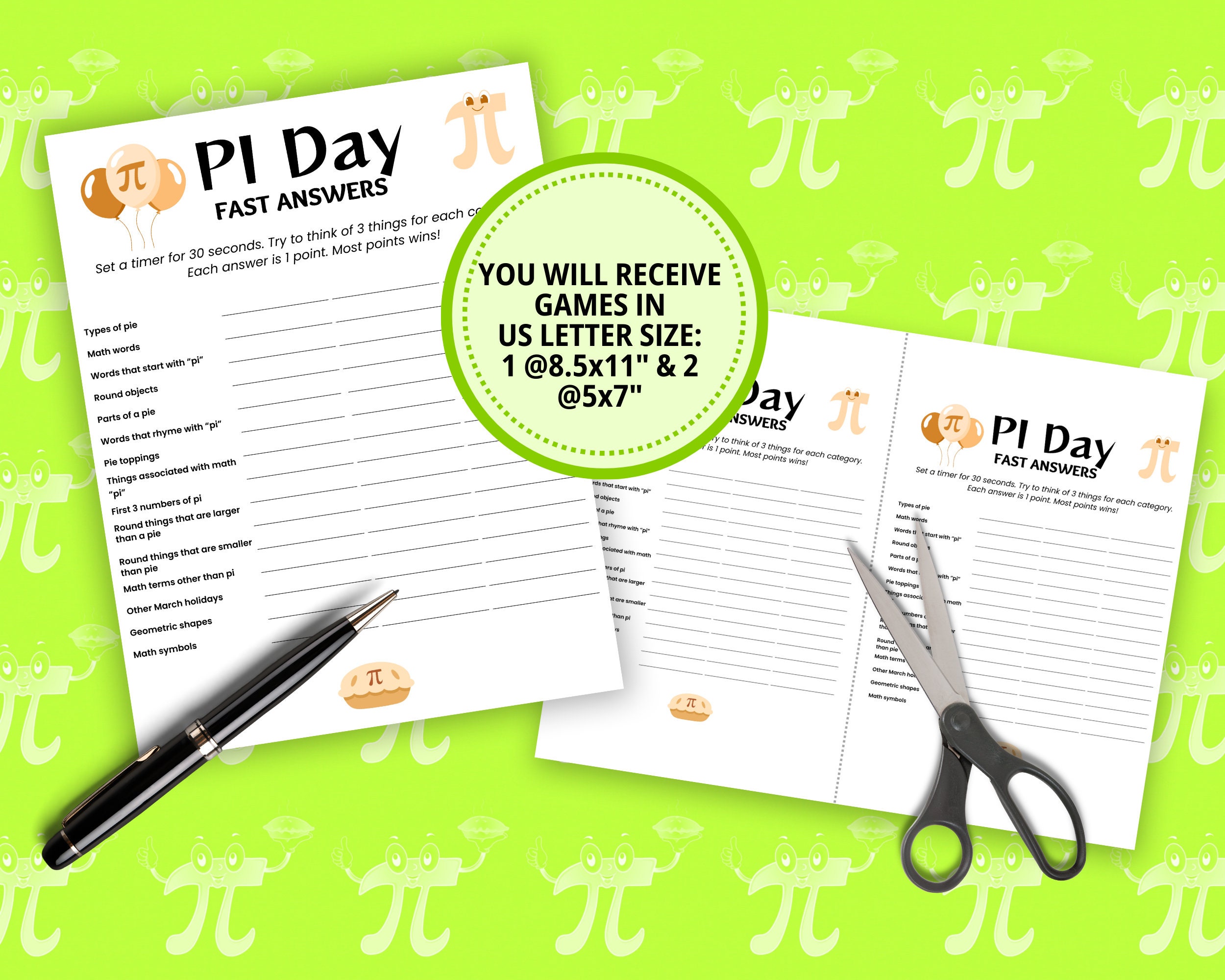 Pi Day Fast Answers Game, Trivia Game, Math Pi Day, Math Questions ...