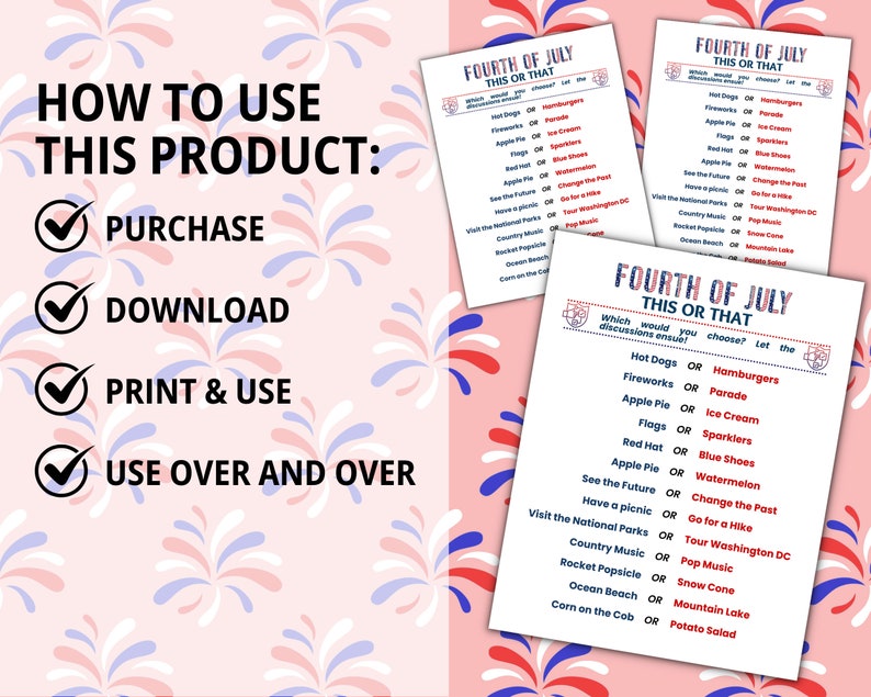 4th of July This or That Game, Family Party Games, Patriotic Games ...