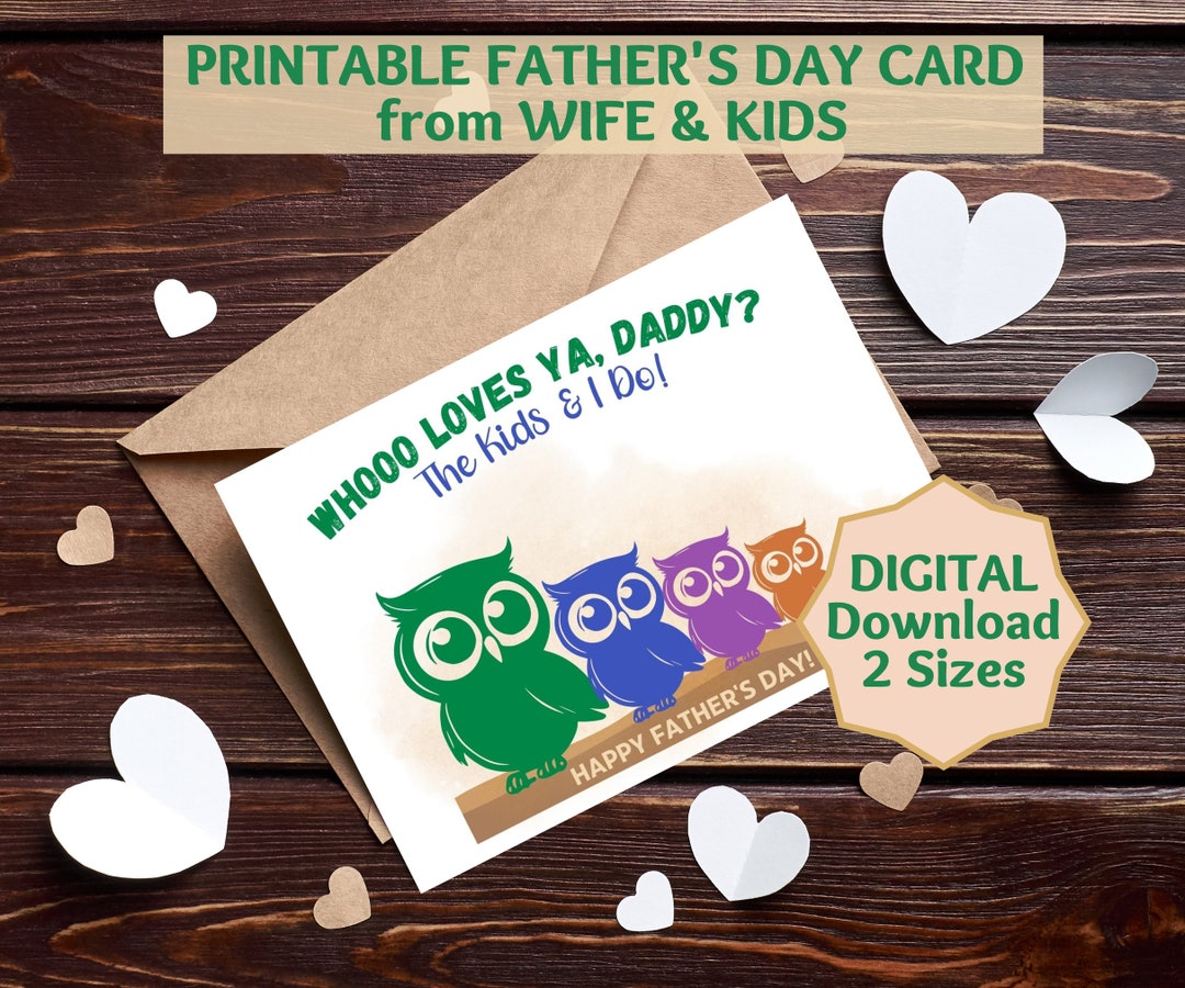 DIY Fathers Day Card for Husband, Printable, Fathers Day Card From Kids ...
