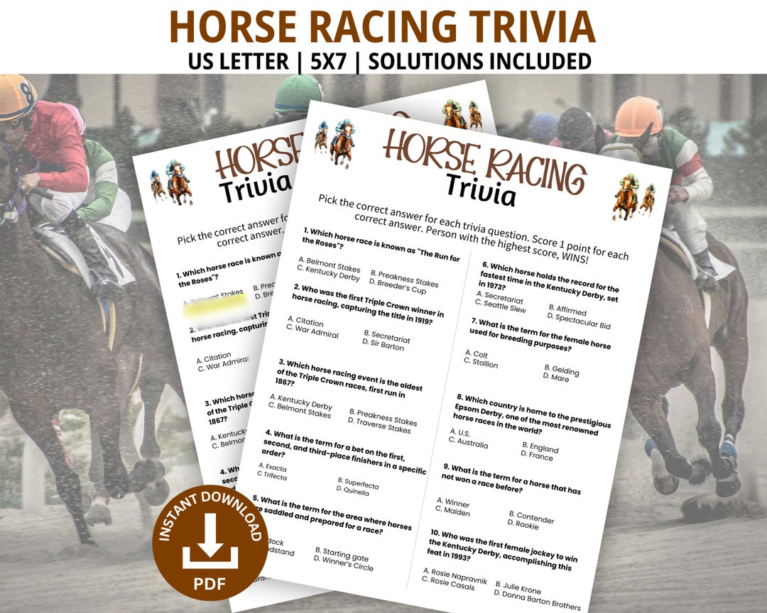 Horse Racing Trivia Game, Horse Race Game, Family Game Night, Horse ...
