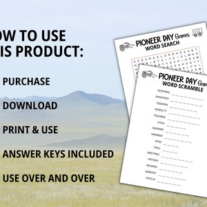 Pioneer Day Word Games, Pioneer Games, Group Games, Word Search ...
