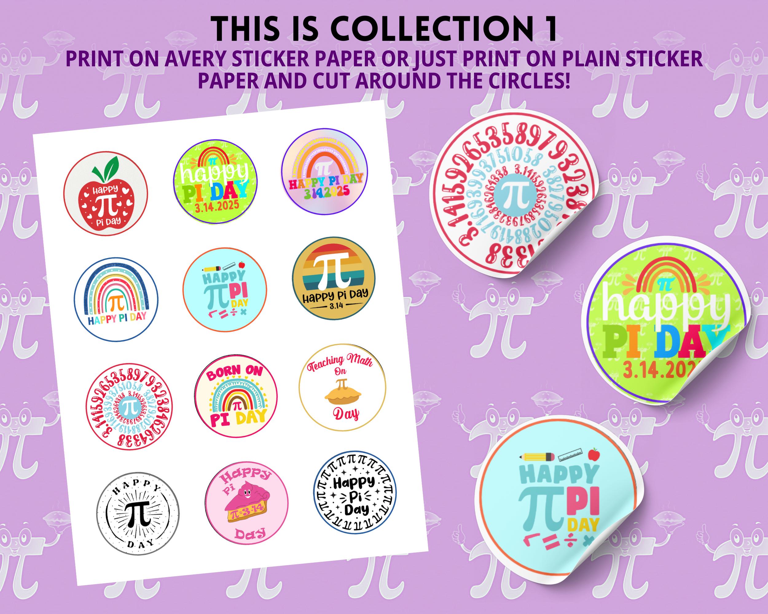 Pi Day Stickers, 3 Collections Bundle, Printable Stickers, Pi Day Decor ...