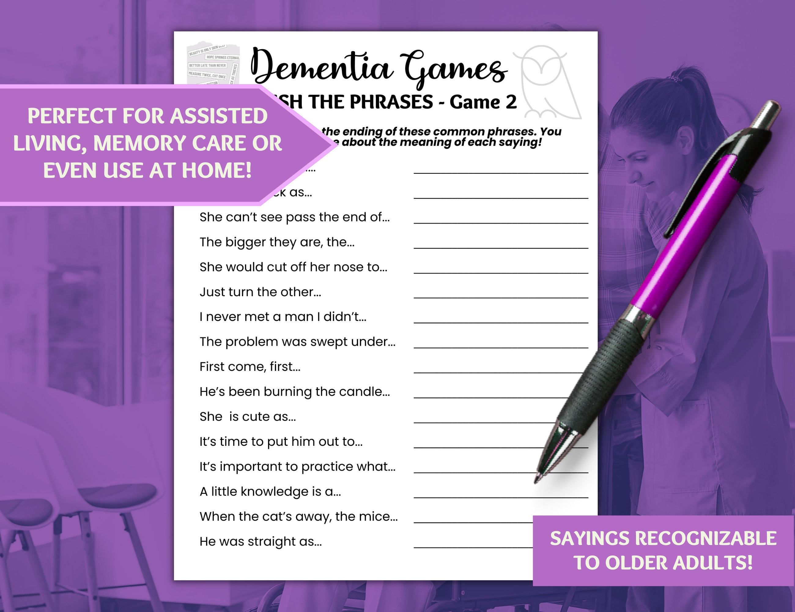 Finish the Phrase, Dementia Game, Ice Breaker Game, Dementia Activities, Finish My Phrase, Brain ...