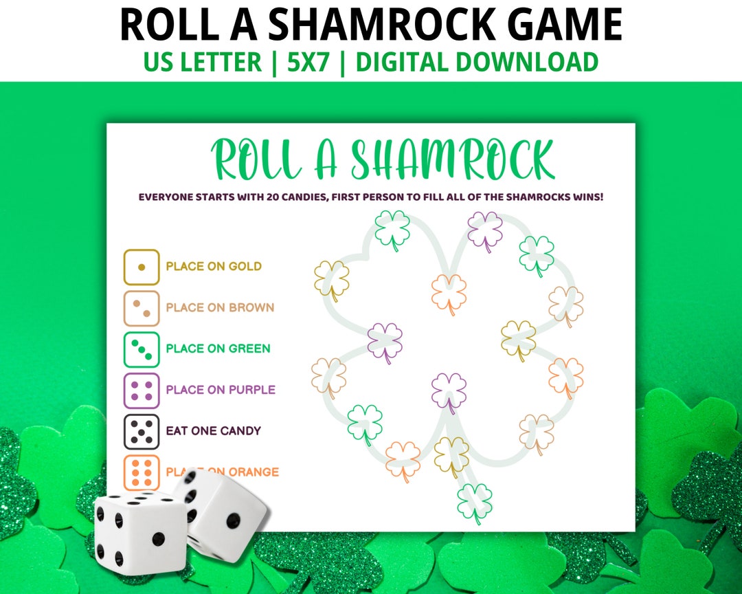 Roll a Shamrock Game, St Patricks Day Game, St Patricks Activity, St ...