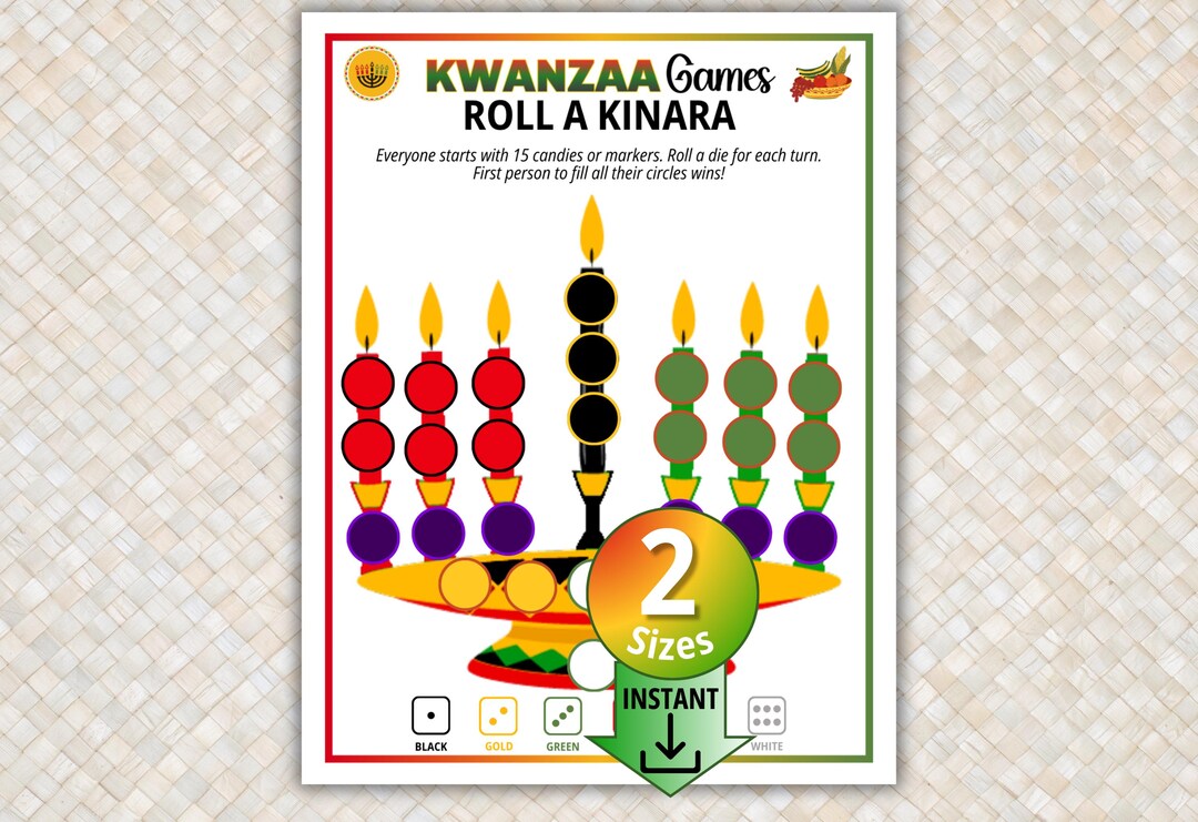 Roll a Kinara, Kwanzaa Games, Dice Game, Kwanzaa Printable, Holiday ...