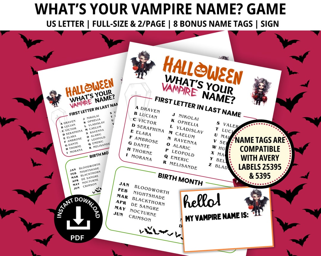 What's Your Vampire Name, Halloween Name Game, Whats Your Name ...