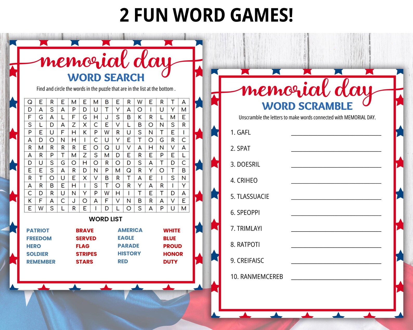 Memorial Day Games, 12 Game Bundle, Trivia Games, Patriotic Games ...