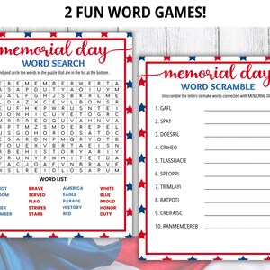 Memorial Day Games, 12 Game Bundle, Trivia Games, Patriotic Games ...