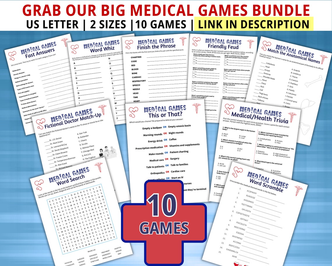 Fictional Doctors Matching Game, Medical Trivia, TV Doctors, Medical ...