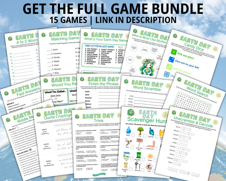 Earth Day A to Z Word Race, Earth Day Games, Family Game Night, Office ...
