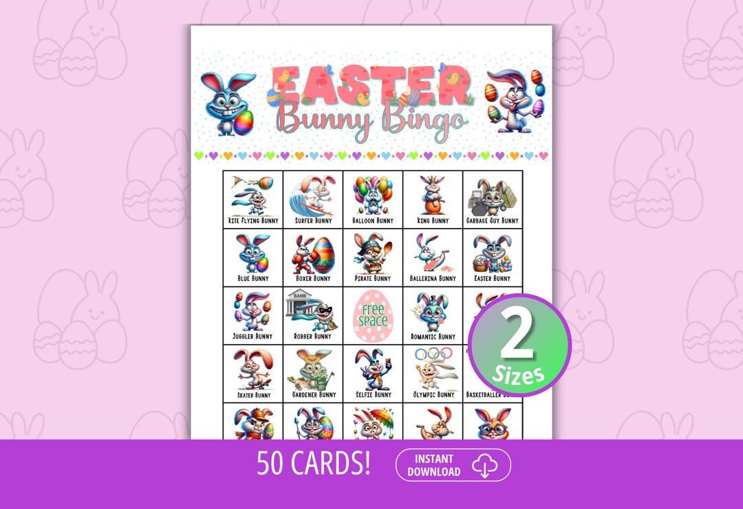 Easter Bingo, Bunny Bingo, Easter Bunny, Easter Party Games, Bingo ...