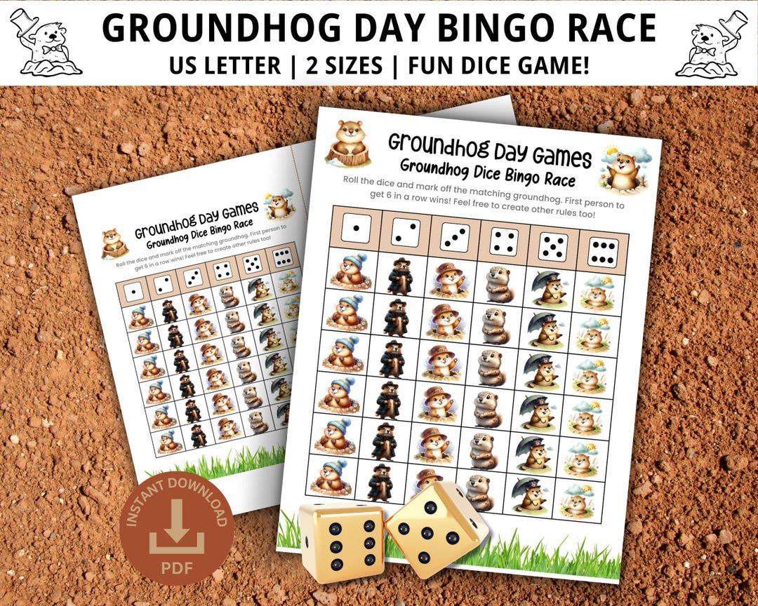 Groundhog Day Bingo Race, Groundhog Day Games, Family Game Night ...