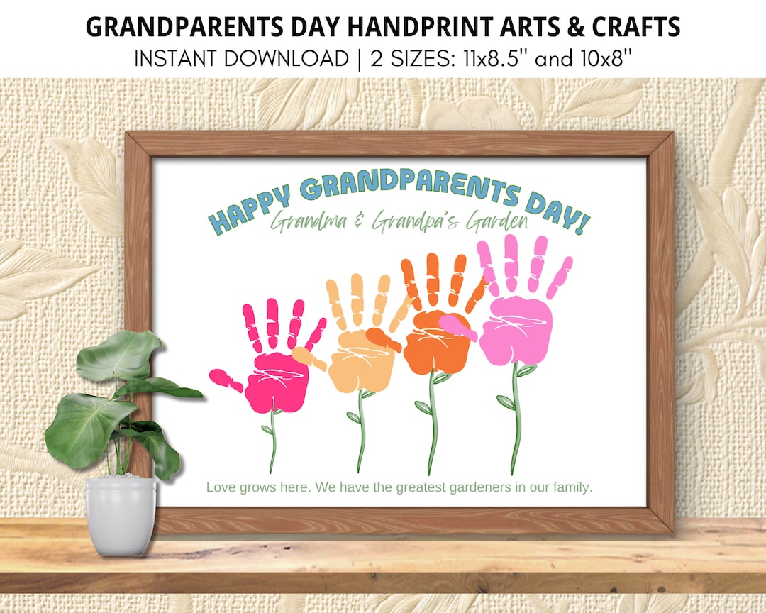 Grandparents Day Handprint Craft, Grandma Handprint Art, Grandpa ...