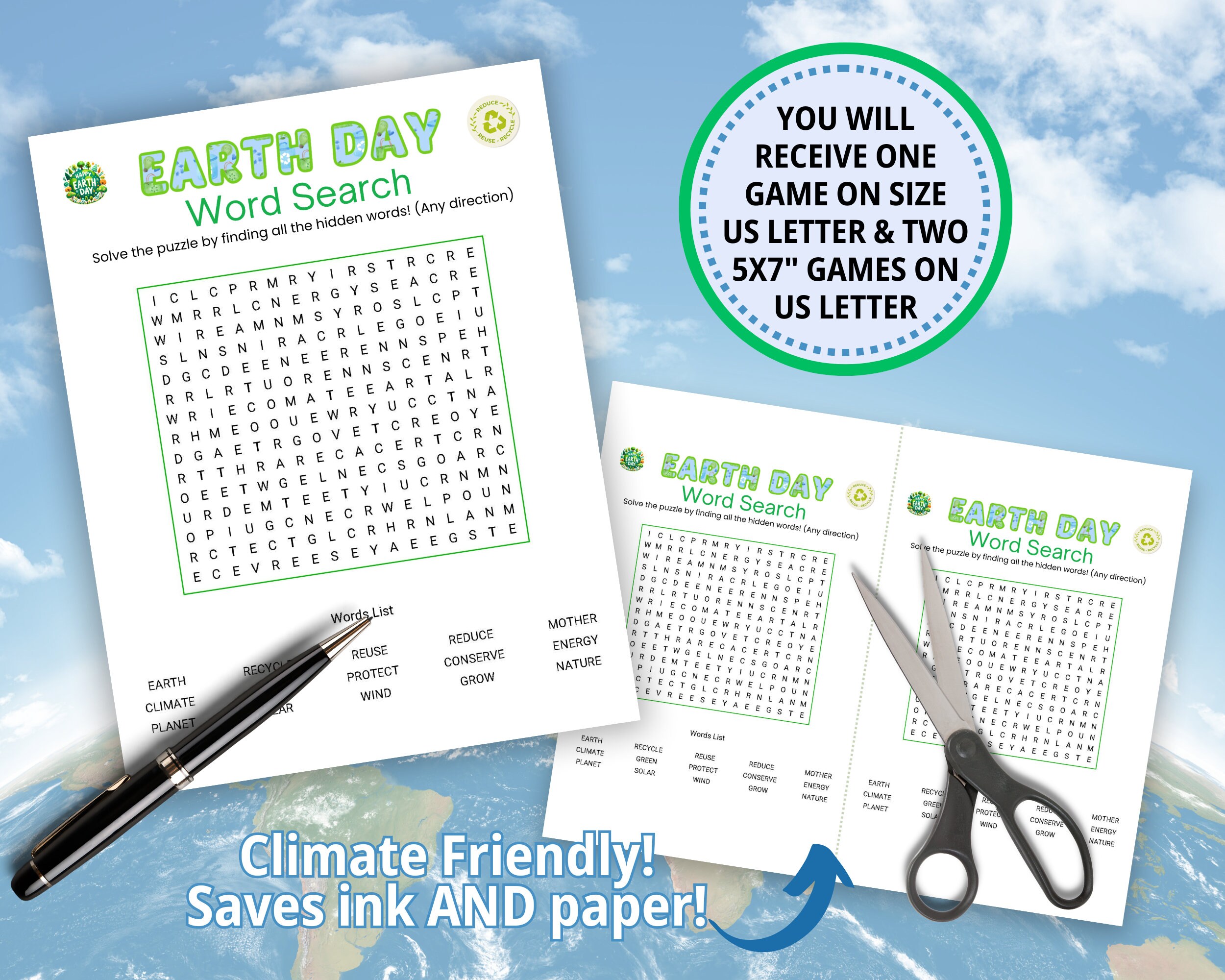 Earth Day Word Search Game, Earth Day Game, Family Game Night, Word ...