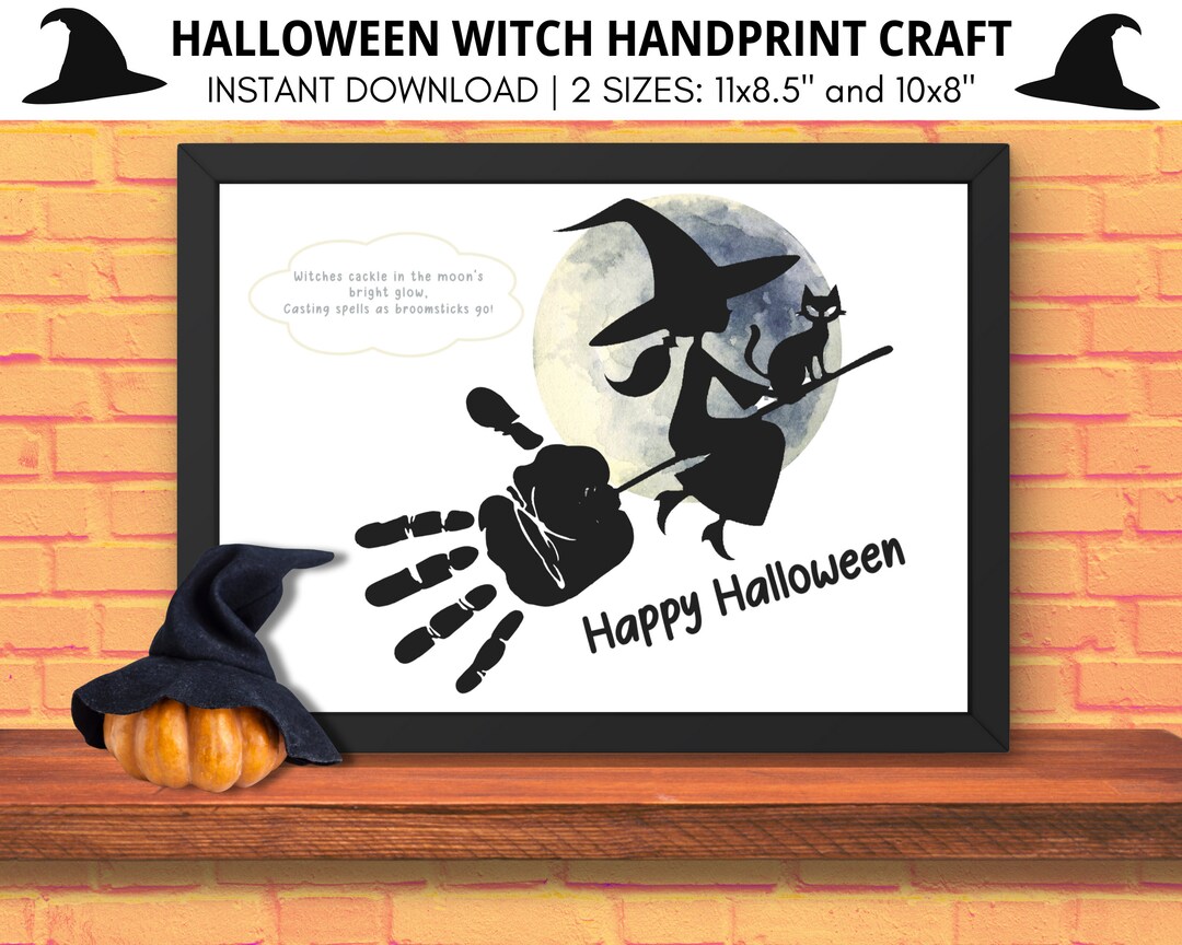 Halloween Handprint Craft, Witch Handprint, Fall Handprint Craft, Fall ...