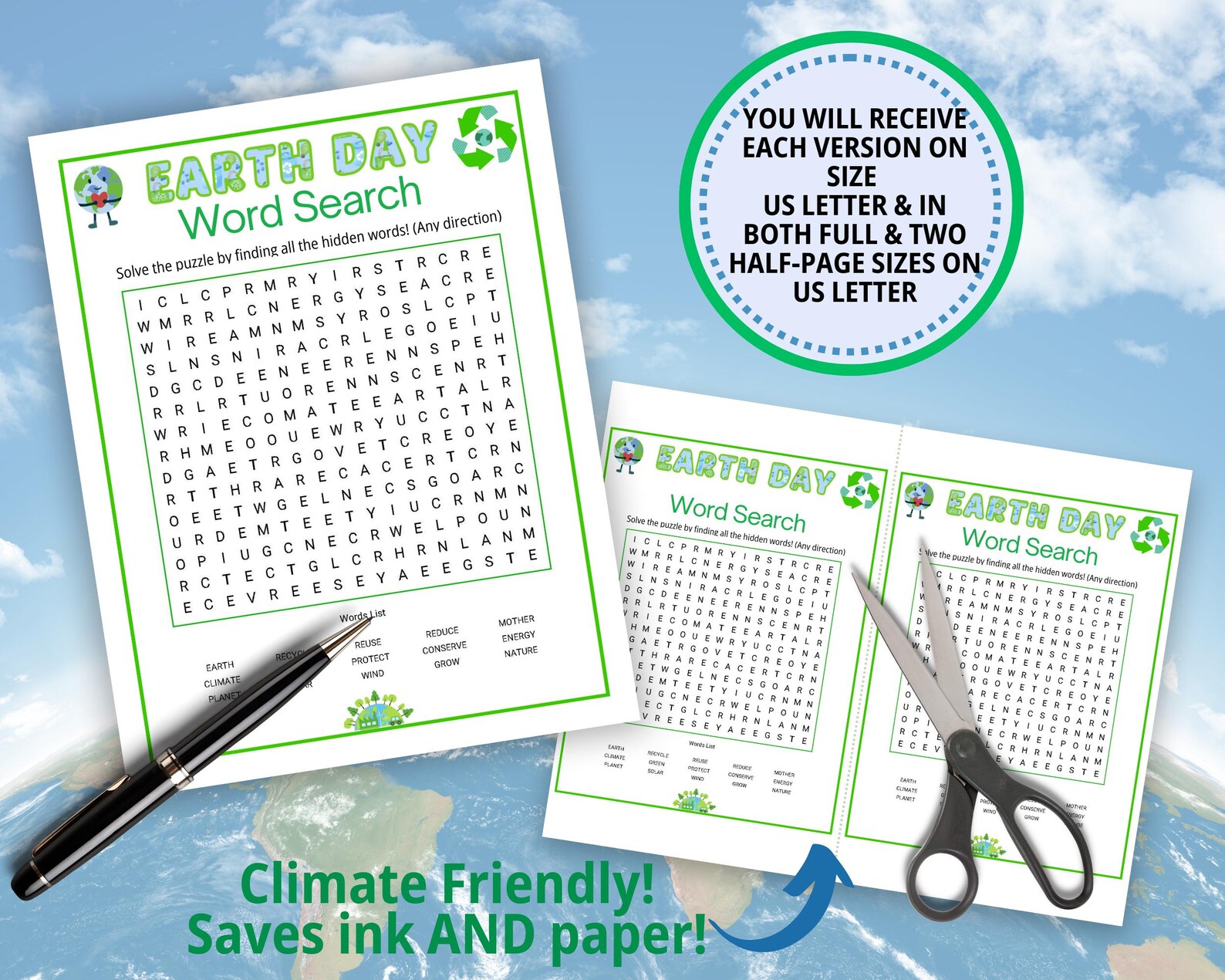Earth Day Word Search Game, Earth Day Game, Family Game Night, Word ...