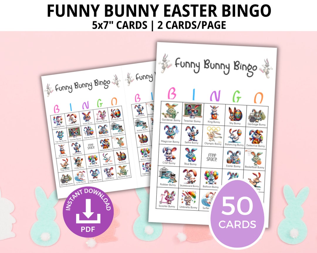 Funny Bunny, Easter Bingo, Easter Party Games, Bingo Cards, Bingo Set ...
