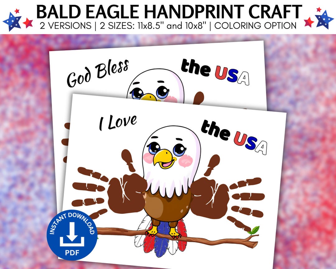 Bald Eagle Handprint and Coloring Craft, Patriotic Handprint, Handprint ...