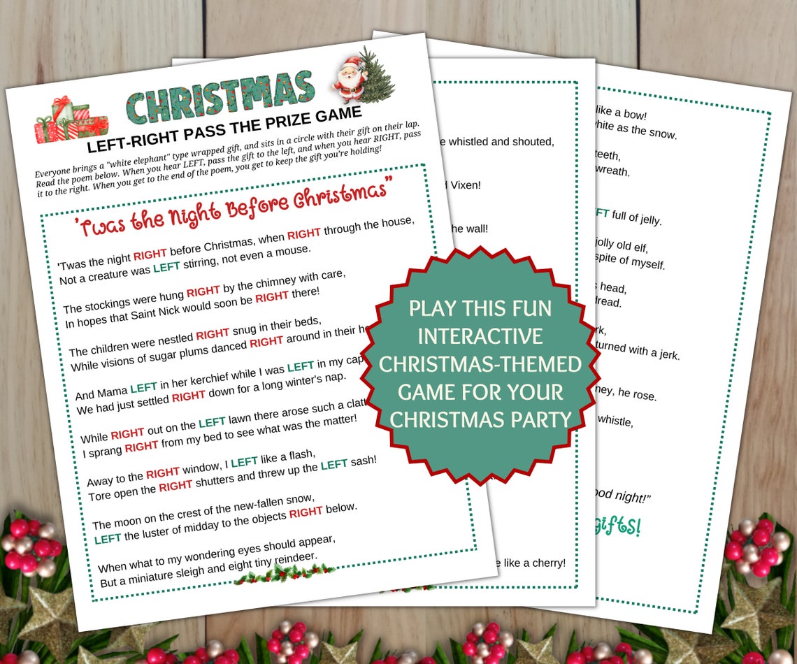 Christmas Left Right Game, Pass the Gift Game, Christmas Game, Pass the ...