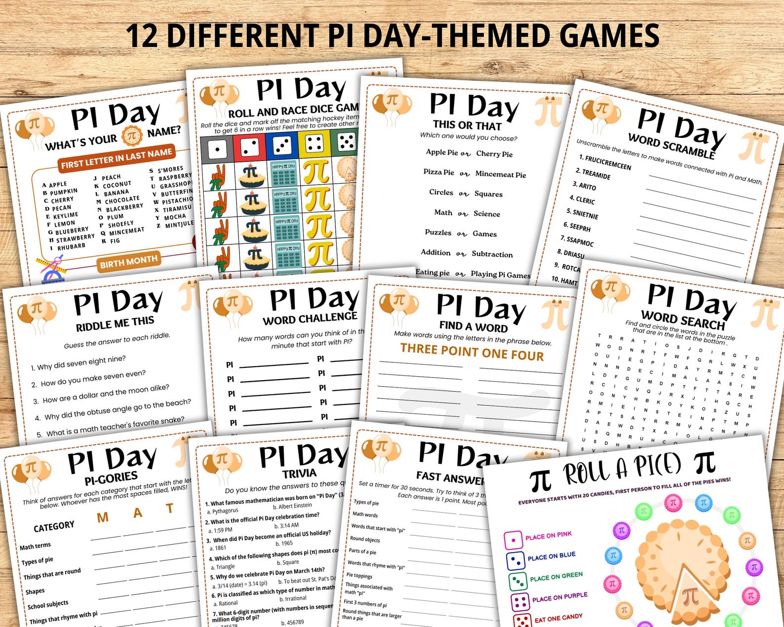 Printable Pi Day Party Bundle, Pi Day Party Favors, Math Pi Day Banner ...