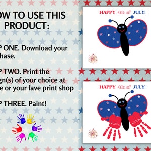 Patriotic Butterfly Handprint Craft, 4th of July Handprint Craft ...