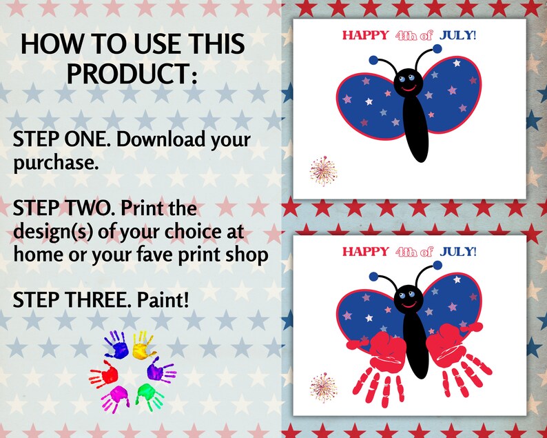 Patriotic Butterfly Handprint Craft, 4th of July Handprint Craft ...