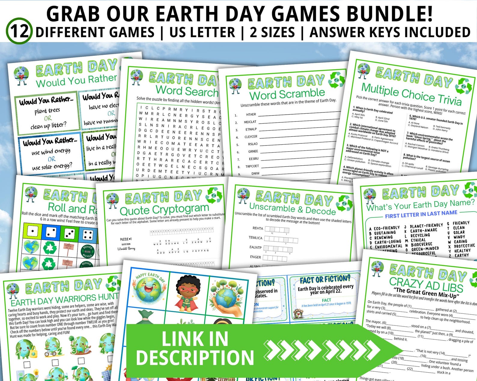 Earth Day Trivia Game, Earth Day Game, Family Game Night, Earth Day ...