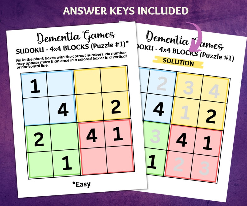 Printable Sudoku Puzzles for Seniors, Dementia Games, Dementia ...