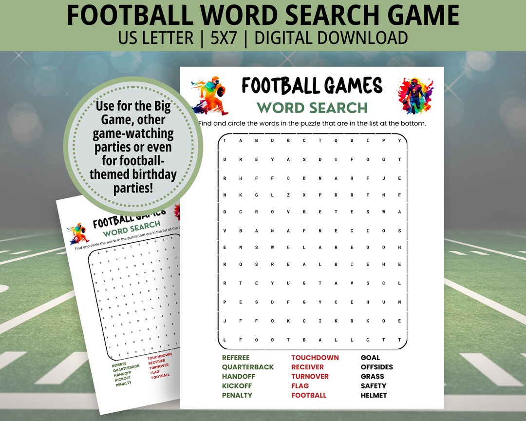 Football Word Search, Family Game Night, Office Party Games, Football ...