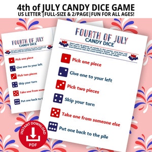 4th of July Candy Dice Game, Family Party Games, Patriotic Games, 4th ...