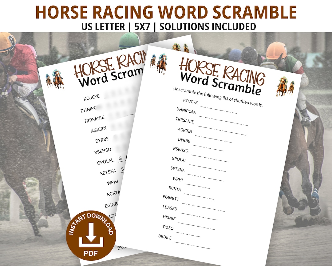 Horse Racing Word Scramble Game, Horse Race Game, Family Game Night ...