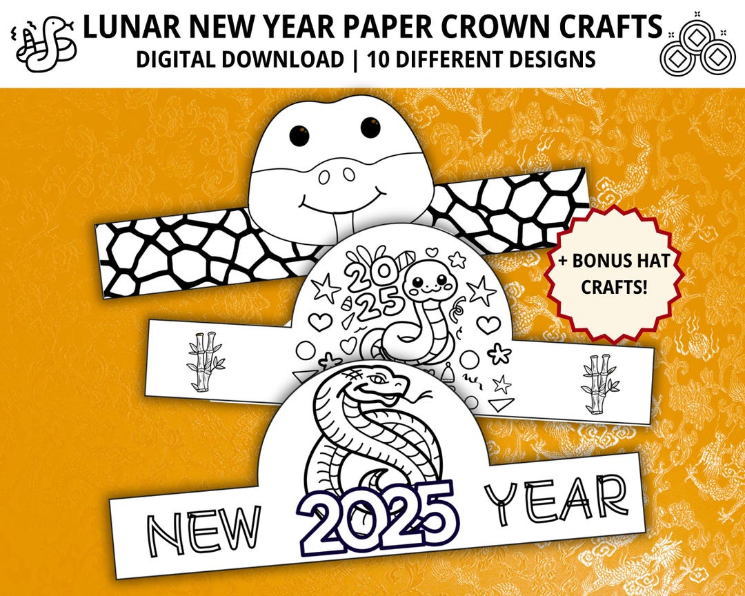 Lunar New Year Paper Crowns, Lunar New Year Coloring Craft ...