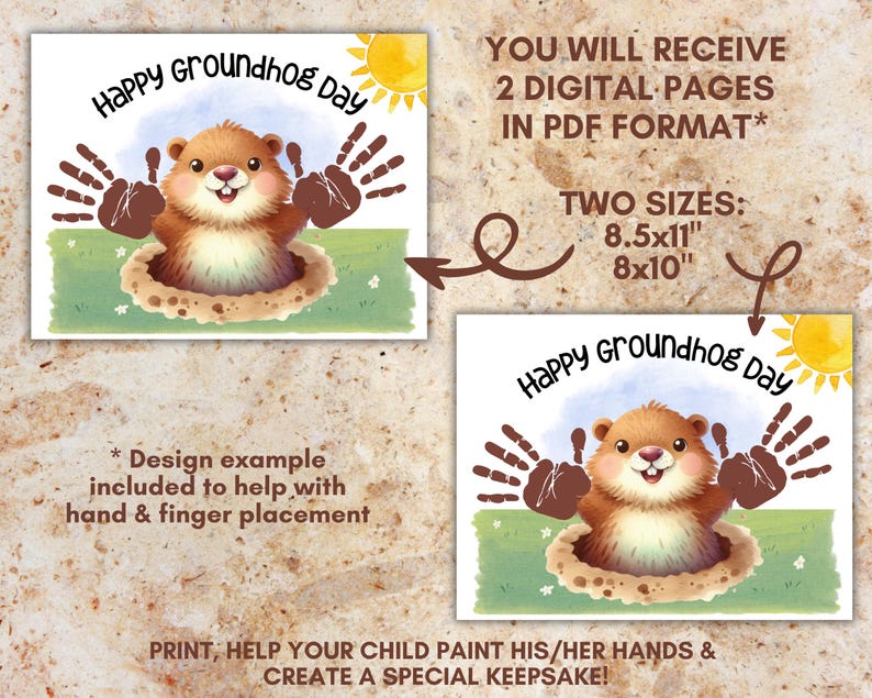 Groundhog Day Handprint Craft, Handprint Art, Winter Handprint ...