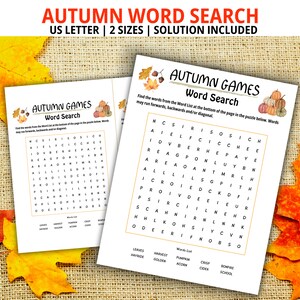 Fall Word Search, Fall Games, Autumn Party Games, Family Game Night ...